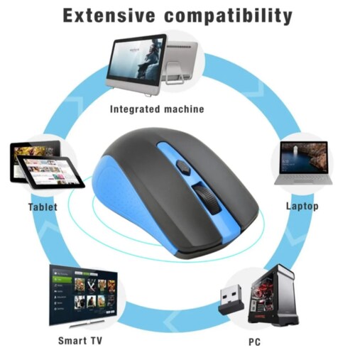 Mouse Inalámbrico S8 Azul Carga De Baterías 2.4 GHZ