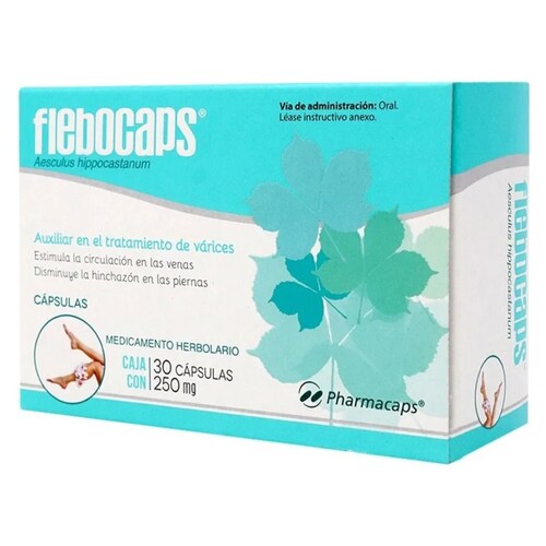 Castaño de Indias Flebocaps 30 Caps 250 mg, Tratamiento de Varices en ...