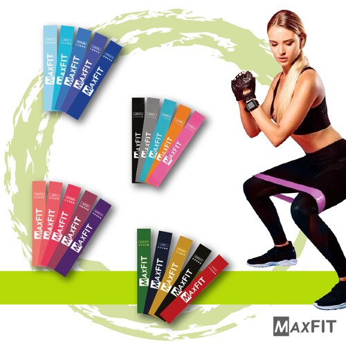 Ligas De Resistencia Set 5 Bandas Para Ejercicio Yoga Maxfit
