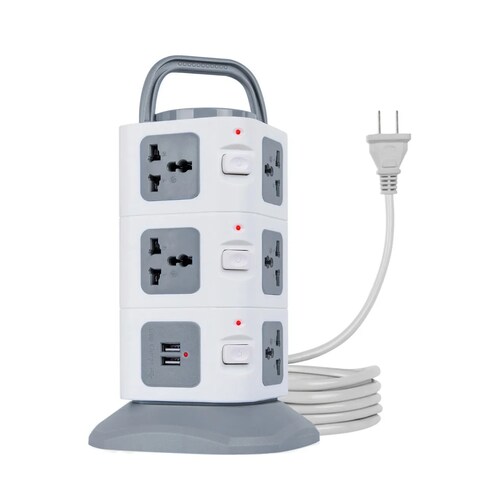 Multicontacto En Torre Regleta 11 Puertos Universal Y 2 Usb