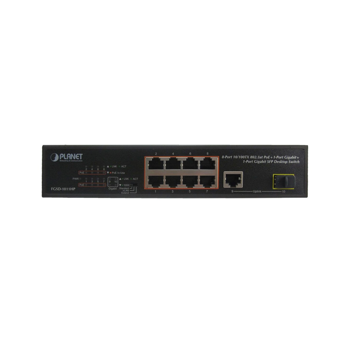 Switch Planet Gigabit Ethernet GSD-1008HP, 10 Puertos 10/100/1000