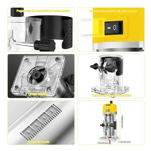 Router Recortadora De Madera 6 Velocidades 800w Amarillo