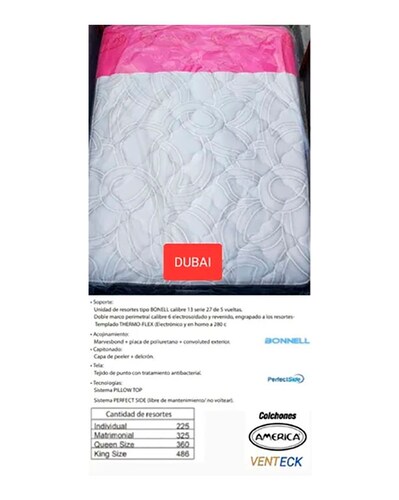 Juego De 2 Colchones Matrimonial America Modelo Brown Comodo.