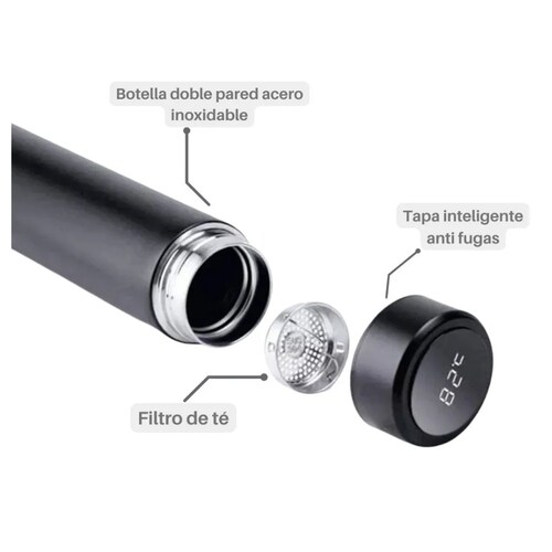 Termo Inteligente Azul Marino Pantalla Touch Lector Temperatura 480 ml