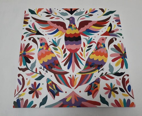 Cuadro decorativo pintado a mano Galería Oneris 3 Pájaros de colores ...