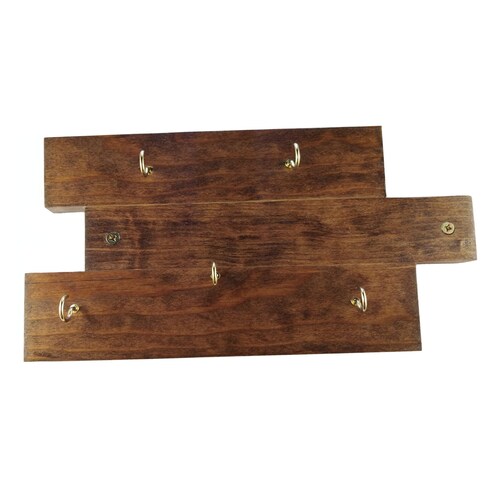 Brico Portallaves para pared de Madera, Color Rojo Caoba
