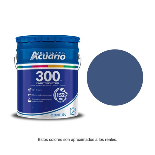Pintura Esmalte 300 Color Azul Fuerte Acuario 19 Lt EA30390