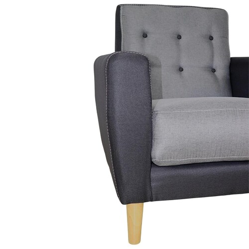 Sillón Moderno Individual Negro con Gris Capri