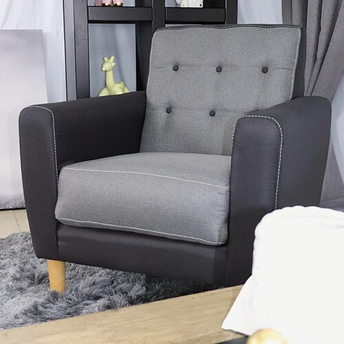 Sillón Moderno Individual Negro con Gris Capri