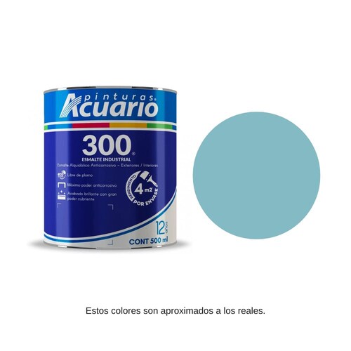 Pintura Esmalte 300 Color Azul Cielo Acuario 500 Ml EA32005
