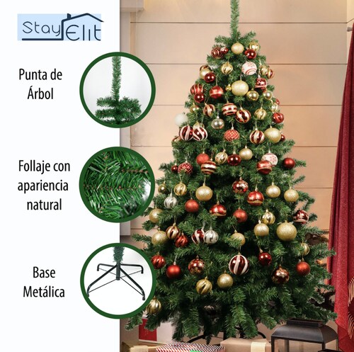 Árbol de Navidad Artificial, Pino Navideño Verde, Abeto, Incluye Soporte, Frondoso Excelente ...