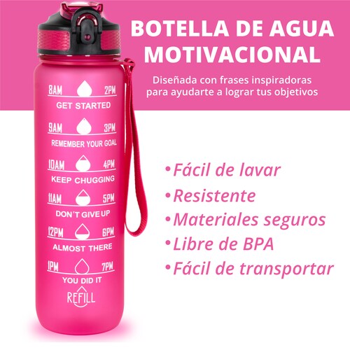 Botella De Agua Motivacional Con Marcador De Tiempo Capacidad 1 Litro Onof