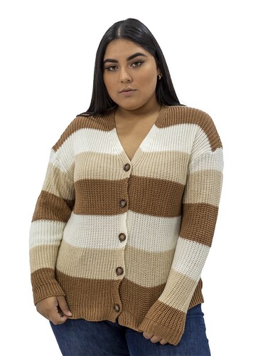 Suéter Talla Extra Locura con Franjas de Colores
