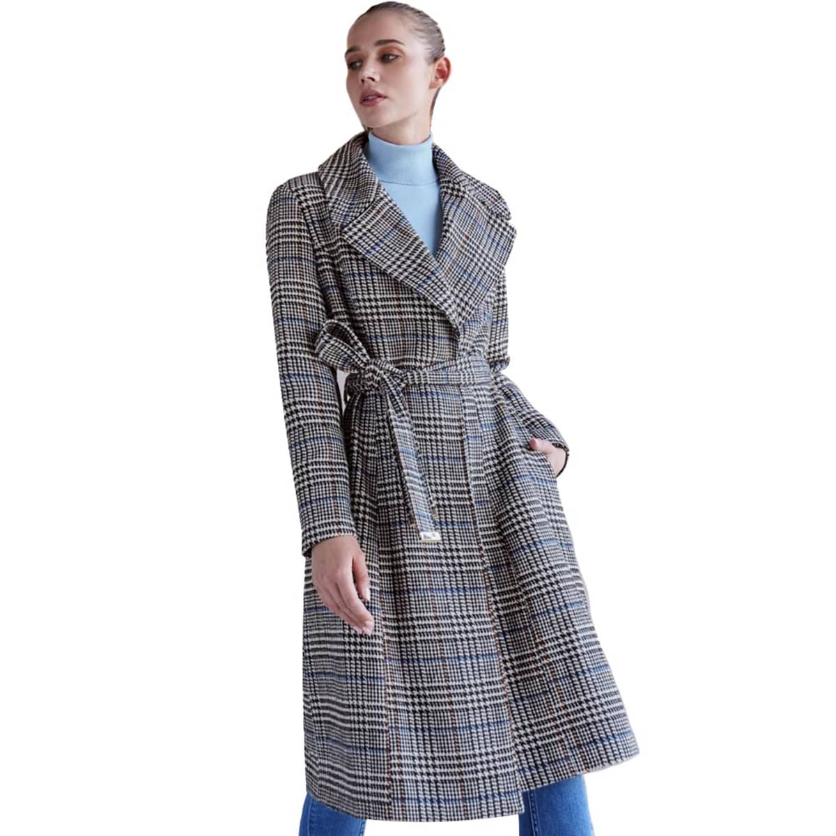 Abrigo Casual para Mujer Schatz Woman Largo De Cuadros Bicolor 1038708