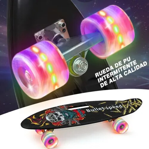 Patineta Completa Con Ruedas Transparentes Con Luz