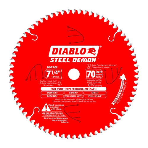Disco Diablo para Sierra Circular 7-1/4 70 Dientes Metal