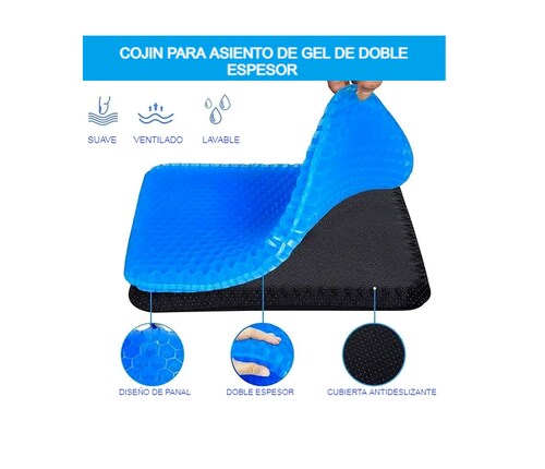Cojin Gel Ergonómico Funda Auto Silla Oficina Ortopedico Hemorroides ...