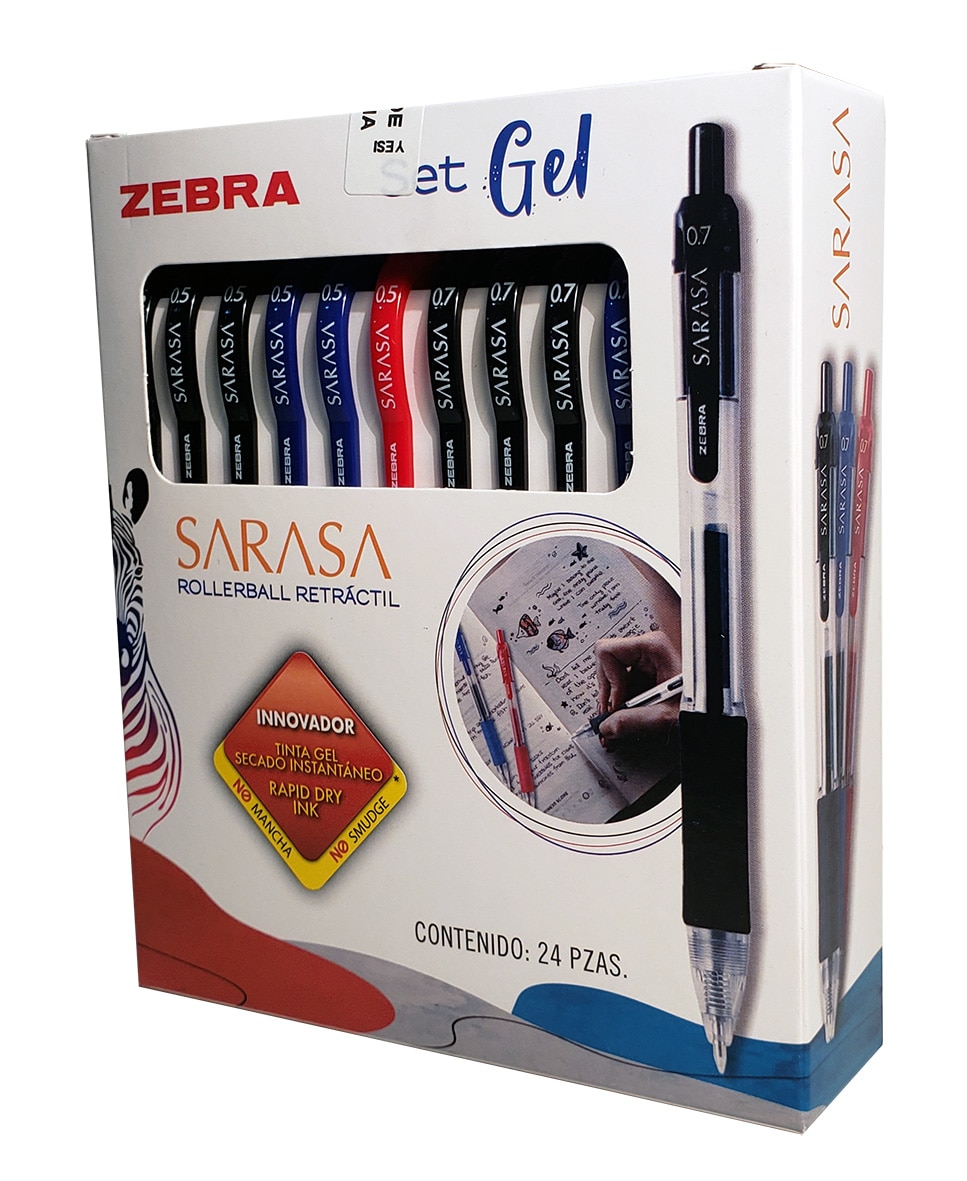 Rollerball Zebra Sarasa Set de 24 piezas Colores Básicos