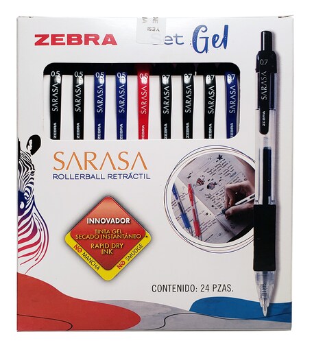 Rollerball Zebra Sarasa Set de 24 piezas Colores Básicos