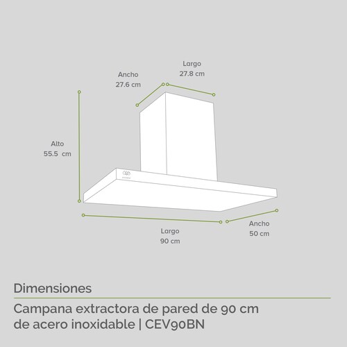 Campana Extractora Purificadora De Pared 90 cm Avera CEV90BN
