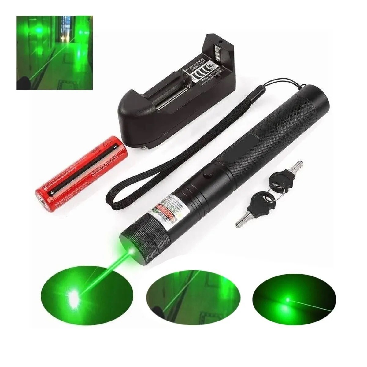 Laser Verde Recargable 5000mw 15km De Alcance Línea Continua