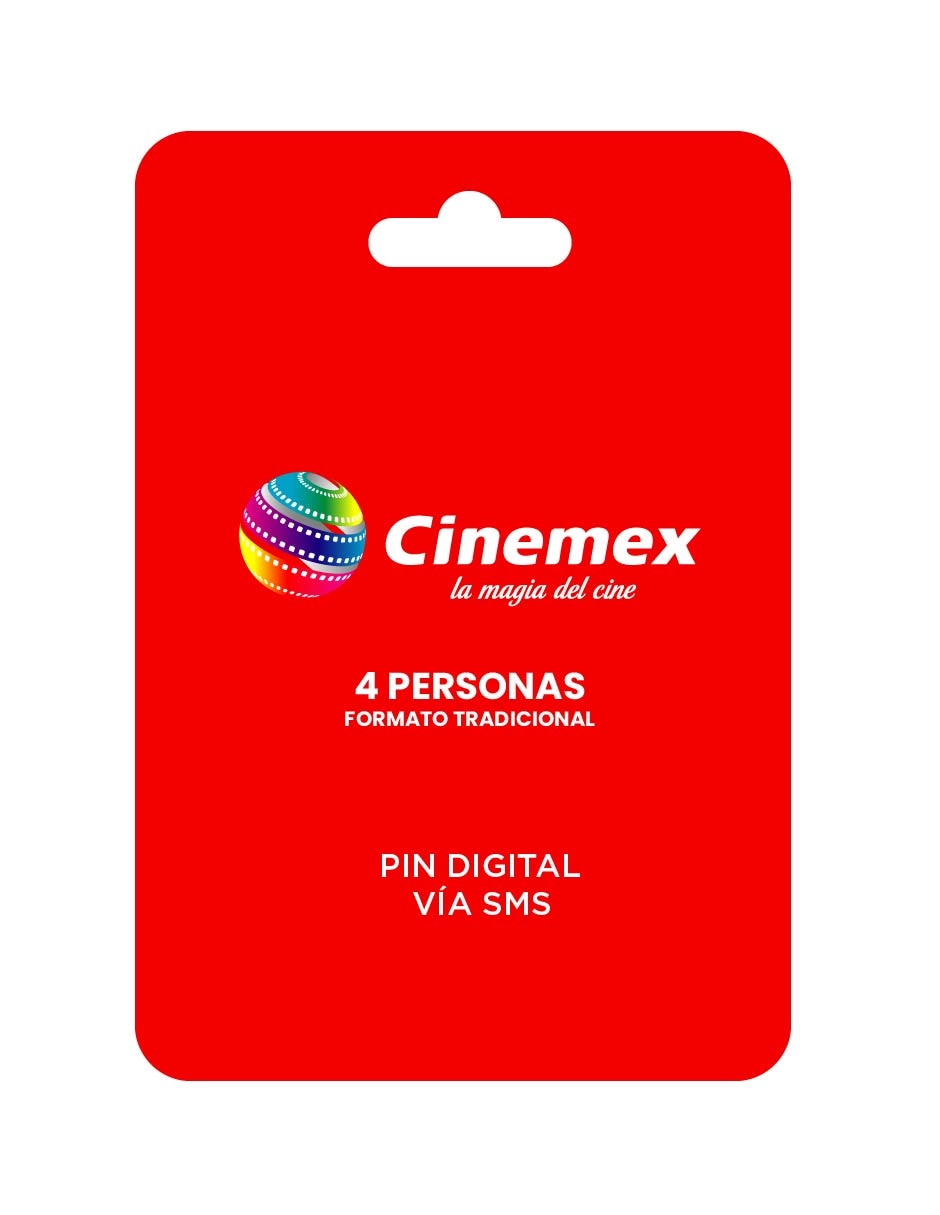 Cinemex 4 boletos tradicionales tarjeta prepago, Pin Digital
