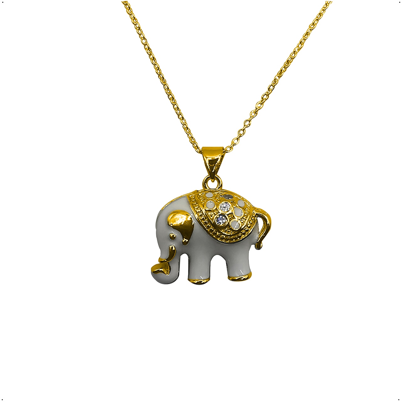 Gargantilla Elefante Color Blanco Chapa de Oro de 18K SILVER & GOLD