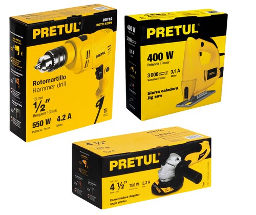 Combo de 3 herramientas alambricas Pretul