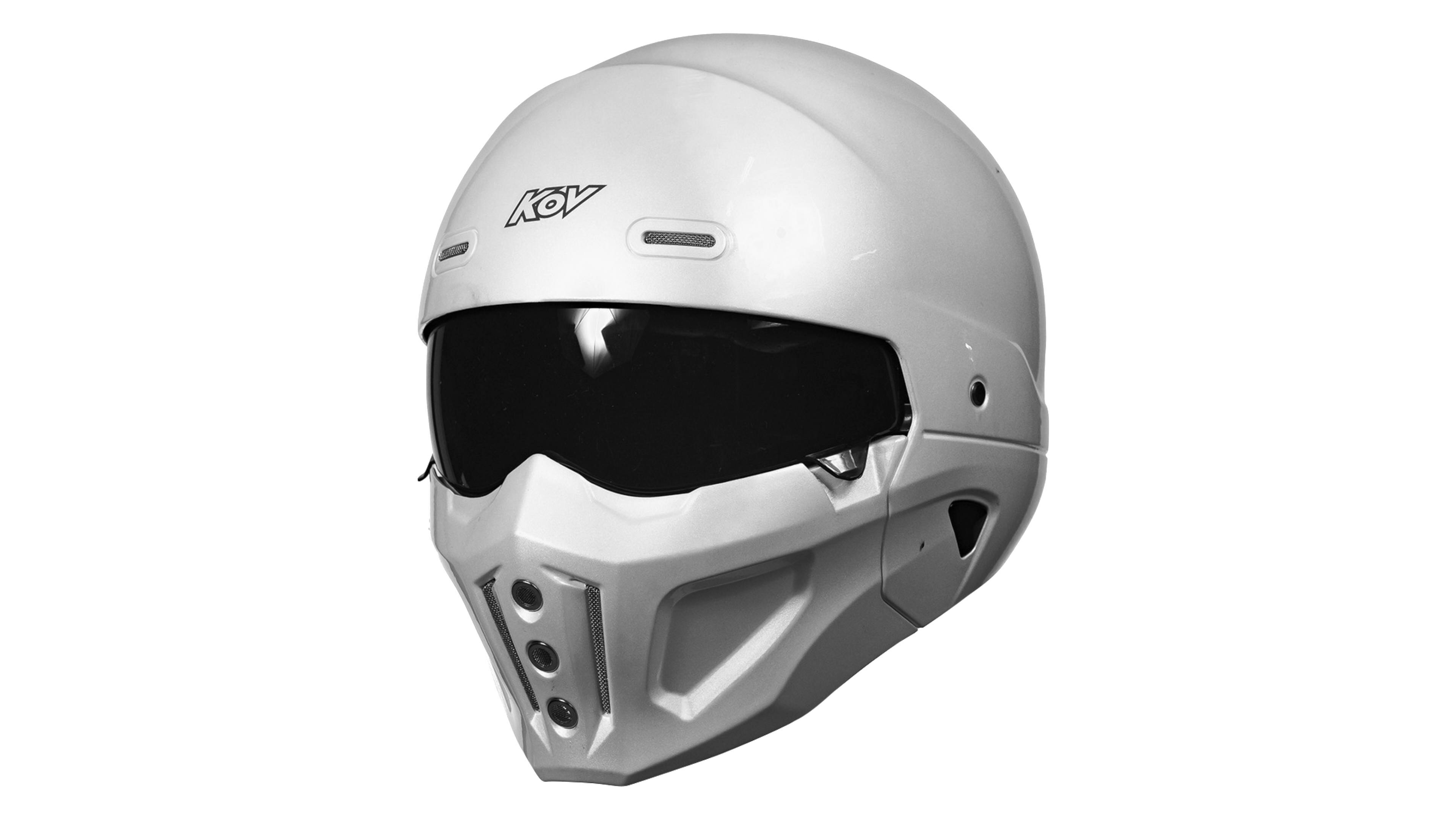 CASCO KOV SPECTRUM BLANCO BRILLANTE MODULAR PARA MOTO CERTIFICADO DOT