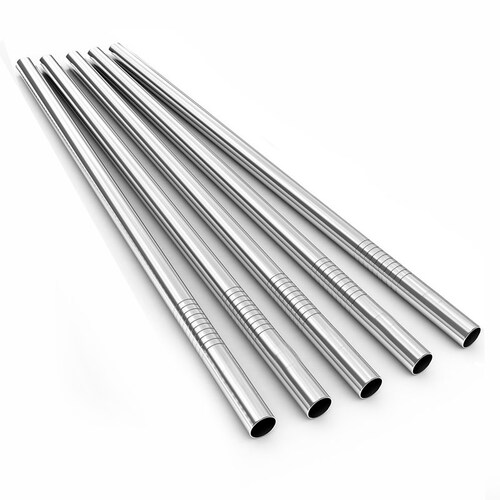 Paquete de 100 popotes de acero inoxidable reutilizables (rectos)