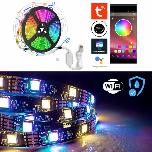 Tira Led Multicolor Wifi 2 Metros Luces Led Compatible Con App Alexa