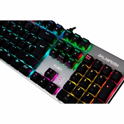 Teclado Gamer, Balam Rush RGB Alámbrico, Plata-Negro