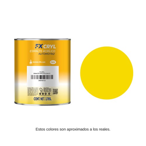 Esmalte Flex Cryl 4 Lt Color Amarillo Limón Sherwin Williams 34045540