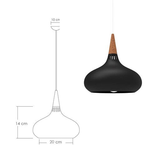 Lampara De Techo Colgante Macaron Retro Con Madera 20 Cm de Diámetro