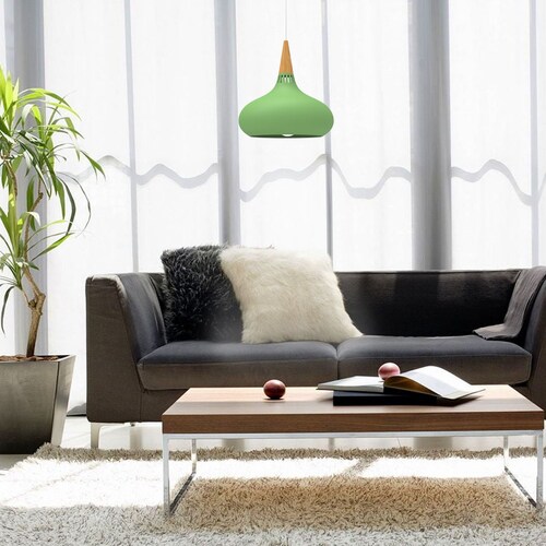 Lampara De Techo Colgante Macaron Retro Con Madera 20 Cm de Diámetro