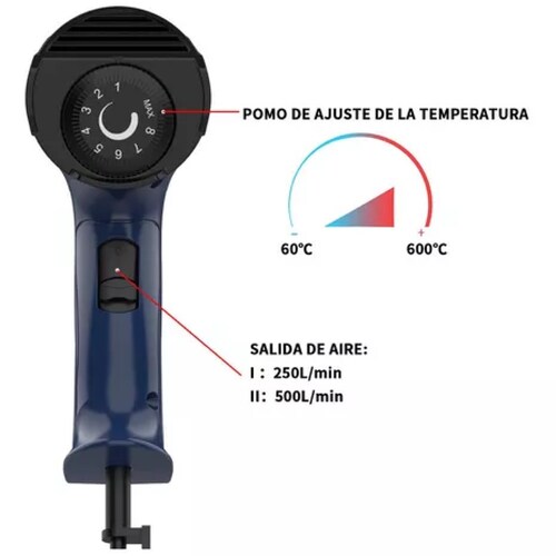 Pistola De Calor De 2000w Temperatura Regulable 4 Boquillas