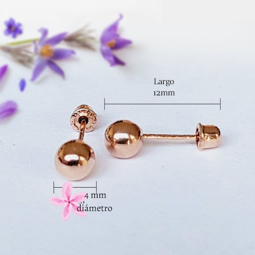 Aretes Dormilonas Authshine Oro amarillo 14 kilates 4mm mujer