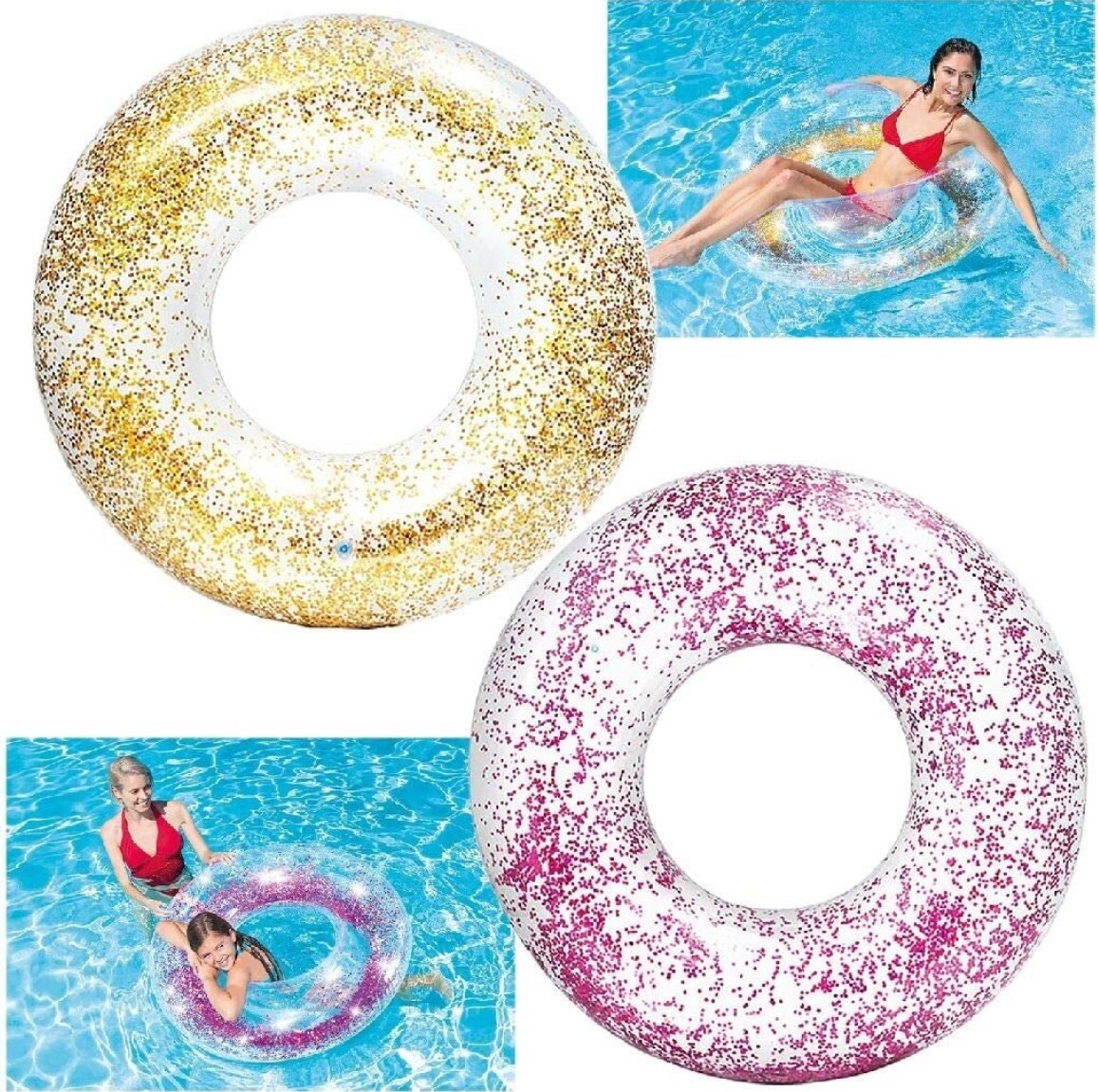 Salva Vidas Rueda Dona Diamantina Glitter Inflable #70 Cm