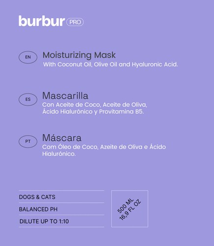 Burbur PRO Mascarilla Hidratante para Perros y Gatos de 500 ml