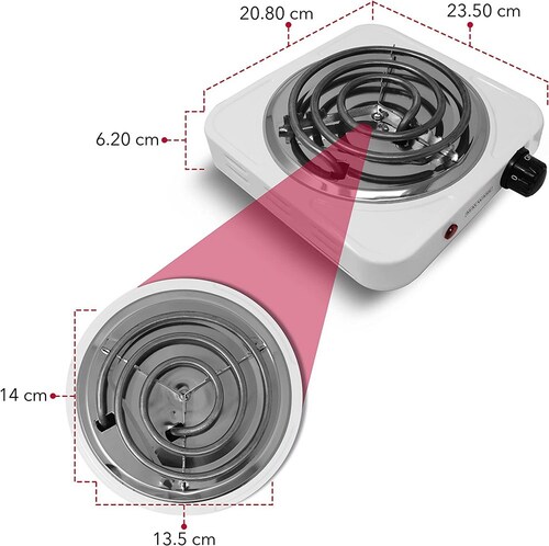 Parrilla Eléctrica Individual HY1000A Blanco MAYWARE