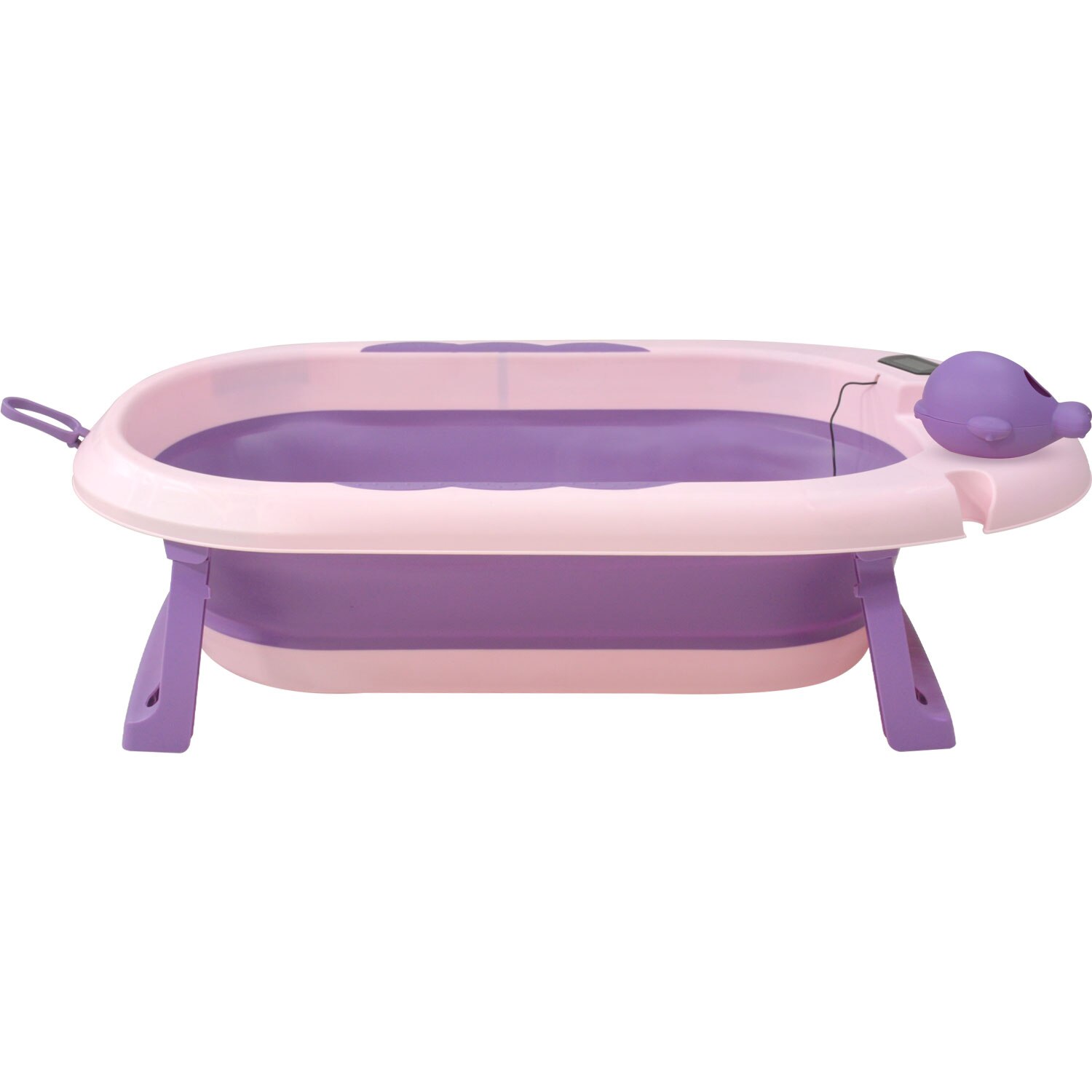 Tina Bañera Bebe Antiderrapante Portatil Regadera Plegable Morada