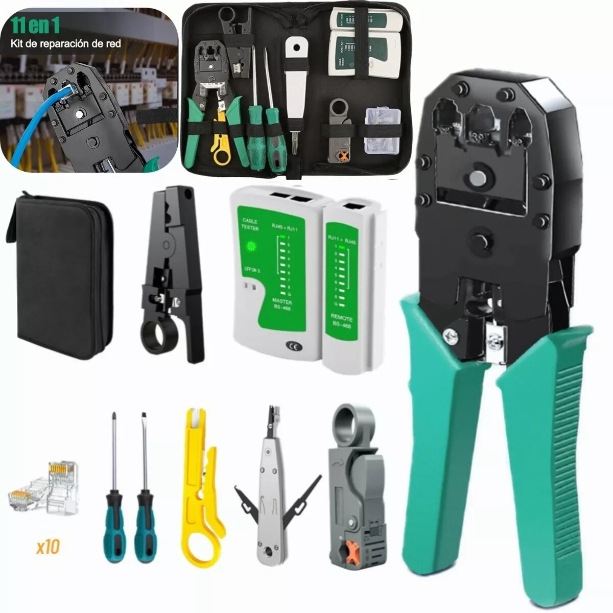 Kit De Herramientas Cableado Redes Basico Para Rj11 Rj45