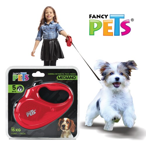 Fancy Pets Correa Retráctil Color Rojo de 5 Metros para Perro Tamaño ...