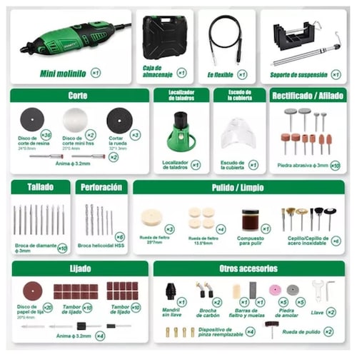 Rectificadora Mototool Accesorios Shawty Mini Taladro 240w