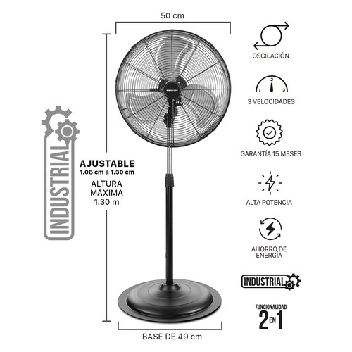 Ventilador de pedestal pared 2 en 1 uso rudo industrial bodega eventos ...