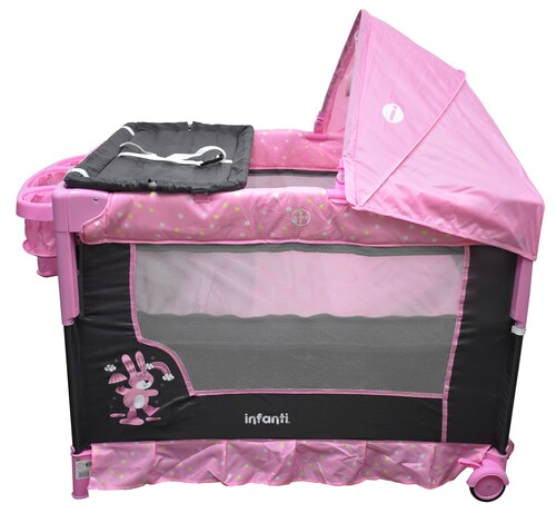 Cuna Corral Para Bebé Infanti Silver Colecho Plegable Rosa