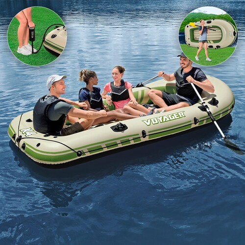 Bote Inflable Lancha Balsa Voyager X4 Con Remos 4 Personas