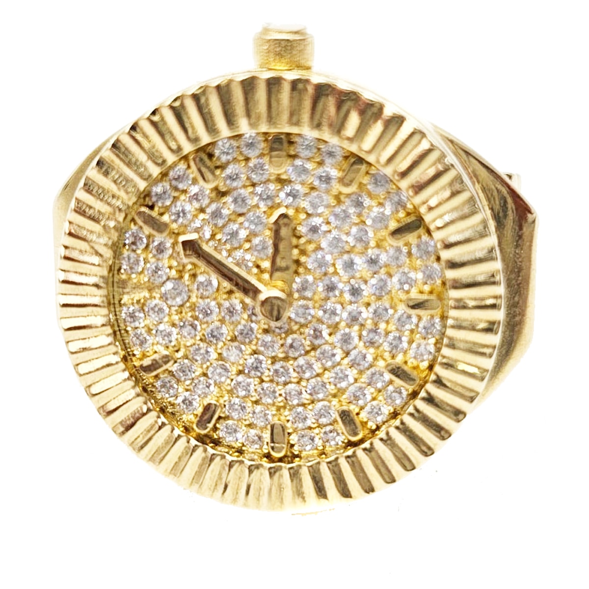 Anillo De Reloj De Oro 10k Italiano Con Zirconia Suiza