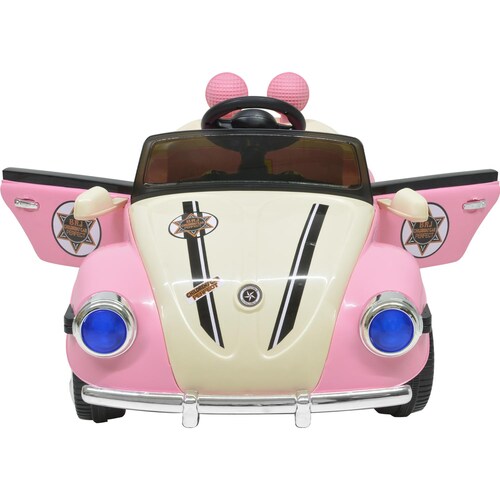 Carro Montable Tipo Vochito Electrico Musica Usb Y Control Rosa