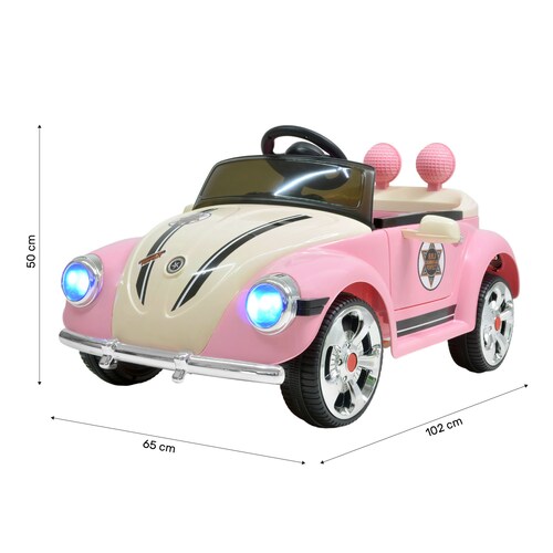 Carro Montable Tipo Vochito Electrico Musica Usb Y Control Rosa
